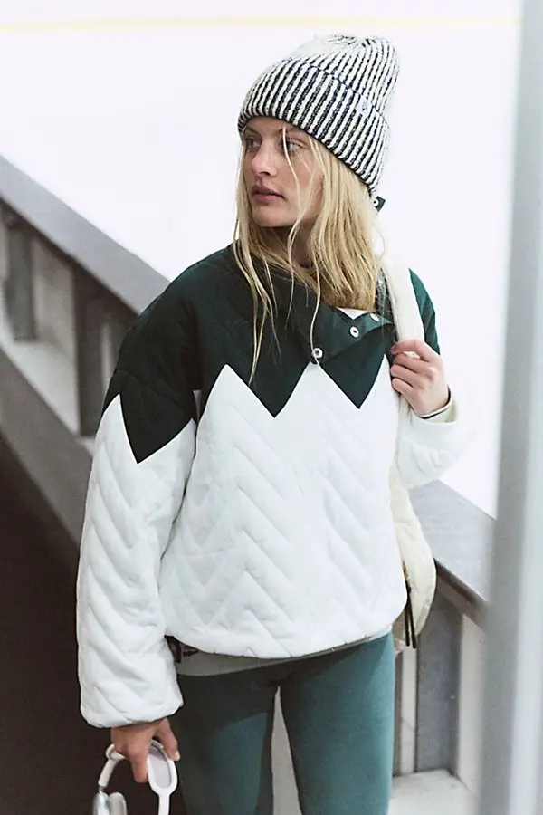 Free People Zig Zag Pullover In Evergreen Combo - 65% Off
